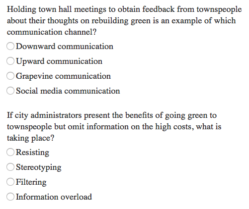 Solved Holding town hall meetings to obtain feedback from | Chegg.com