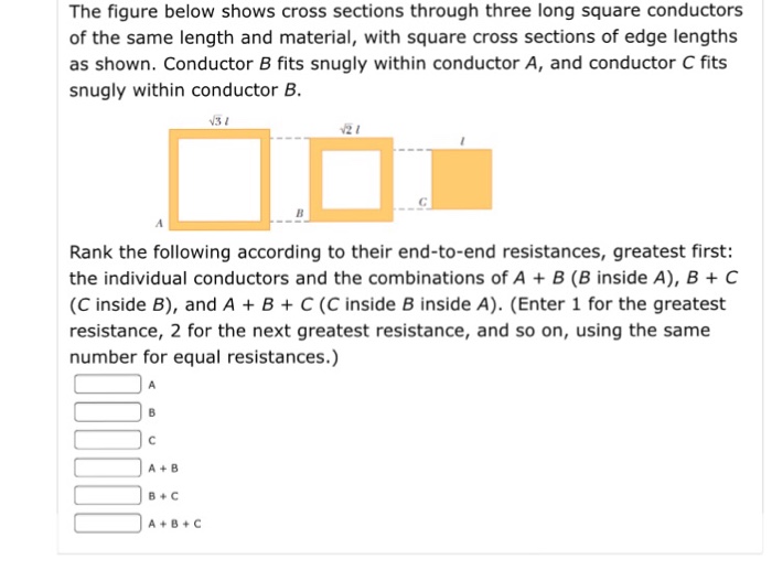 Solved Cross sections through three long square conductors | Chegg.com