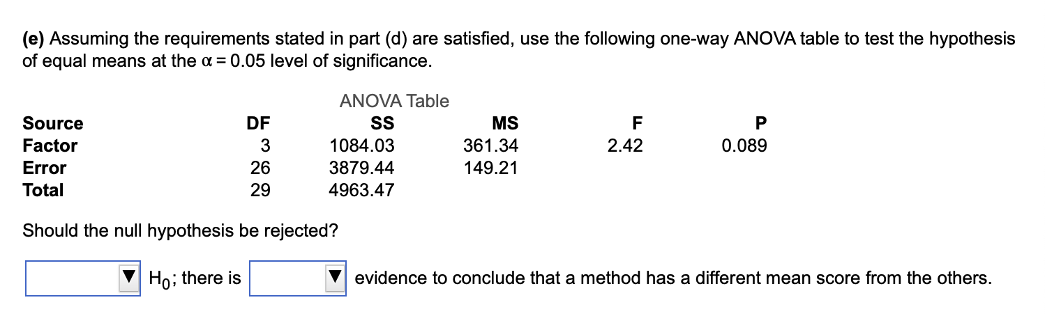 Solved Should the null hypothesis be rejected?(Reject, do | Chegg.com