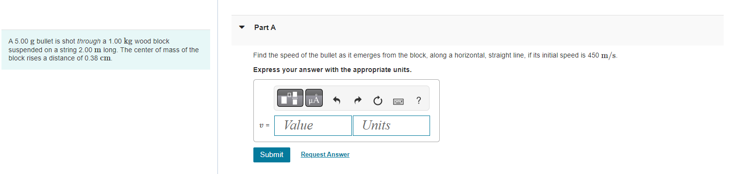 Solved A 5.00 g bullet is shot through a 1.00 kg wood block | Chegg.com