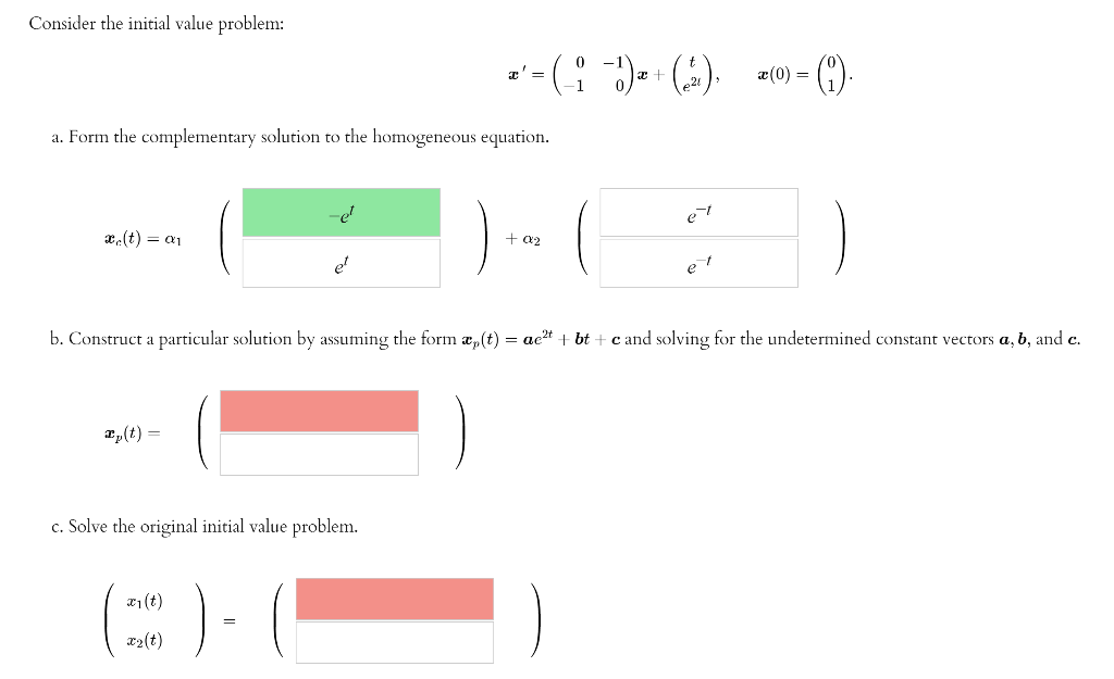 Solved Find the complementary and particular solutions to | Chegg.com