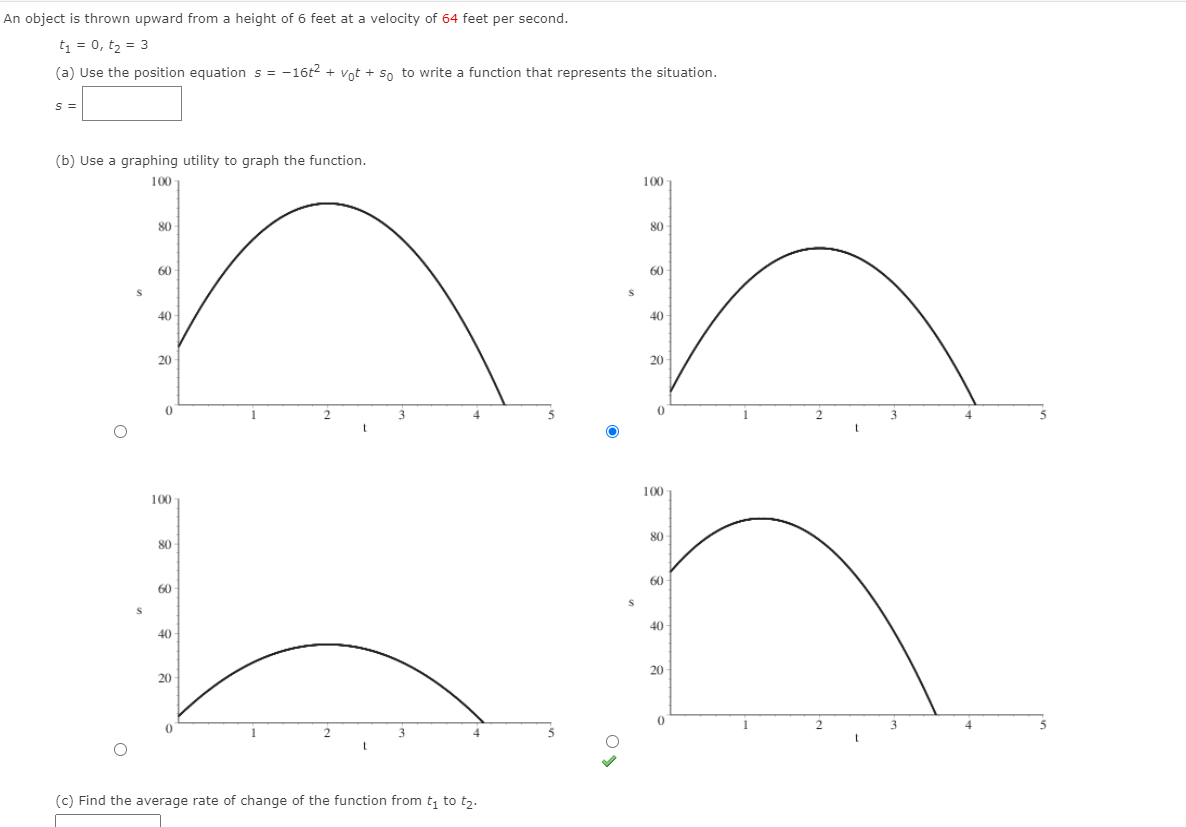 Solved An object is thrown upward from a height of 6 feet at | Chegg.com
