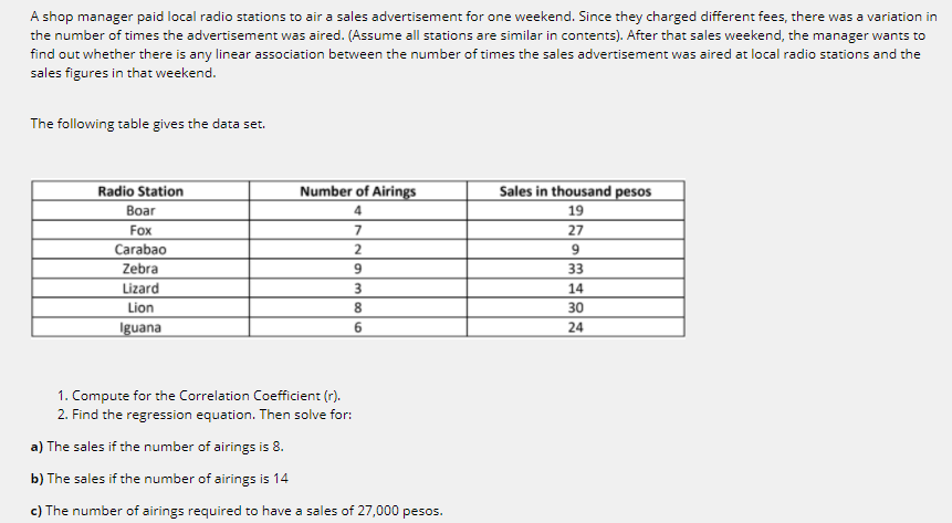Solved A shop manager paid local radio stations to air a | Chegg.com