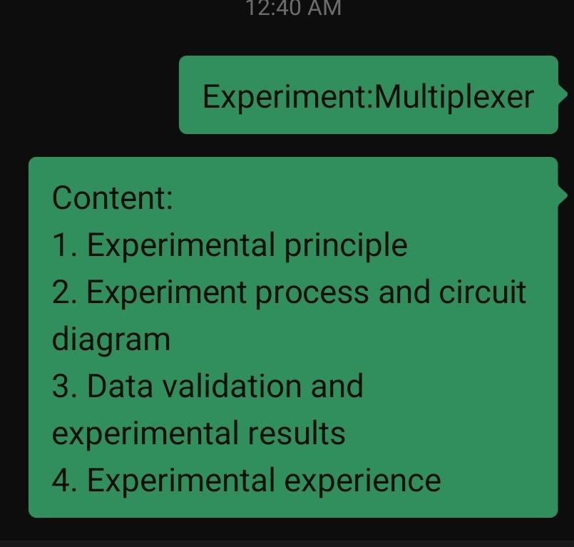 Solved 12:40 AM Experiment:Multiplexer Content: 1. | Chegg.com