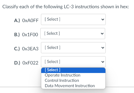 Solved Classify each of the following LC-3 instructions | Chegg.com