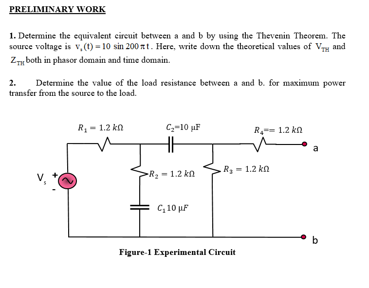Solved PRELIMINARY WORK 1. Determine the equivalent circuit | Chegg.com