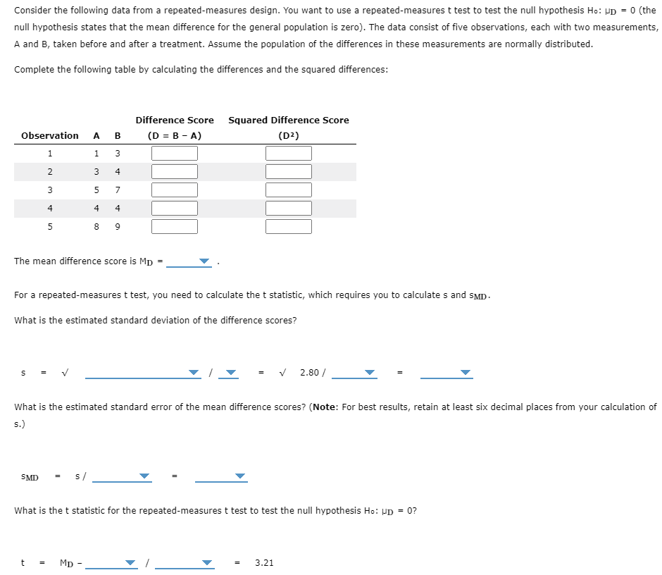 Solved Consider the following data from a repeated-measures | Chegg.com