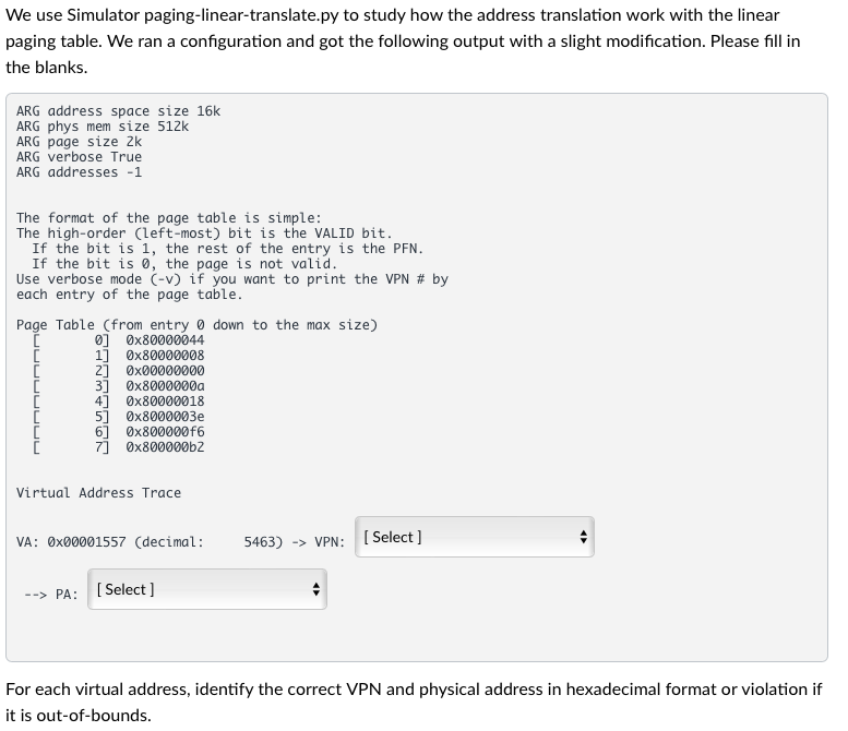 Solved We use Simulator paging-linear-translate.py to study | Chegg.com