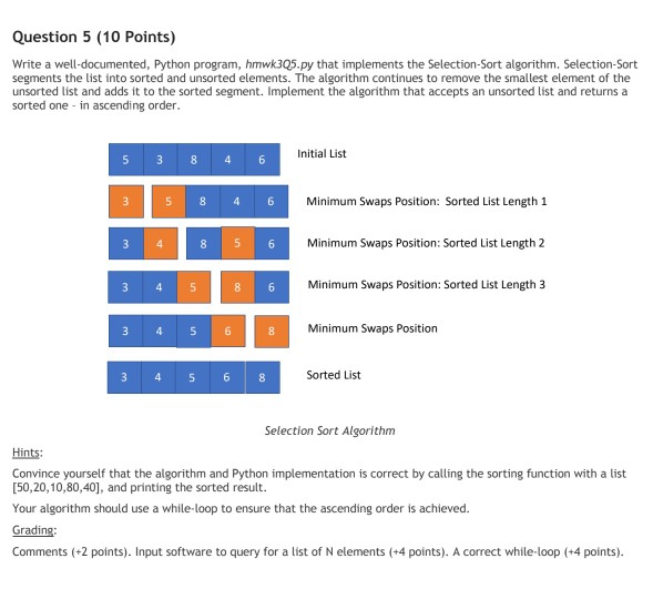 Solved Question 5 (10 Points) Write a well-documented, | Chegg.com