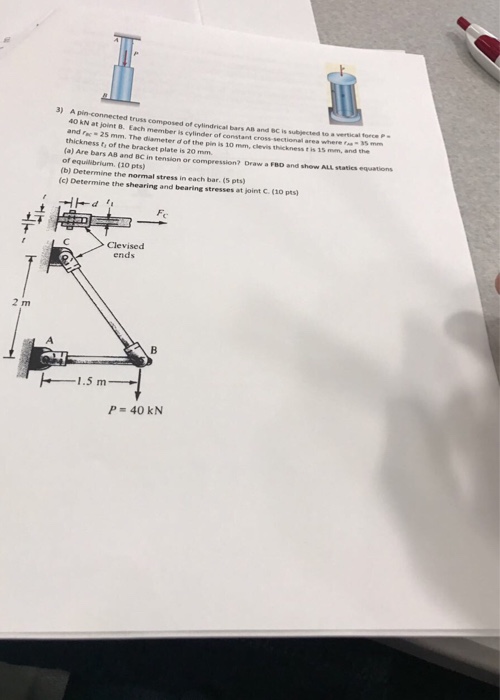 A pin-connected truss composed of cylindrical bars AB | Chegg.com