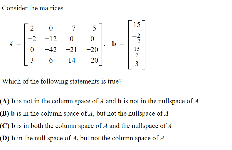 Solved Consider the matrices | Chegg.com