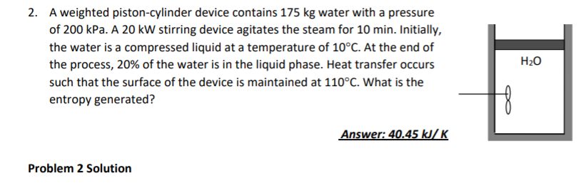 Solved 2. A weighted piston-cylinder device contains 175 kg | Chegg.com