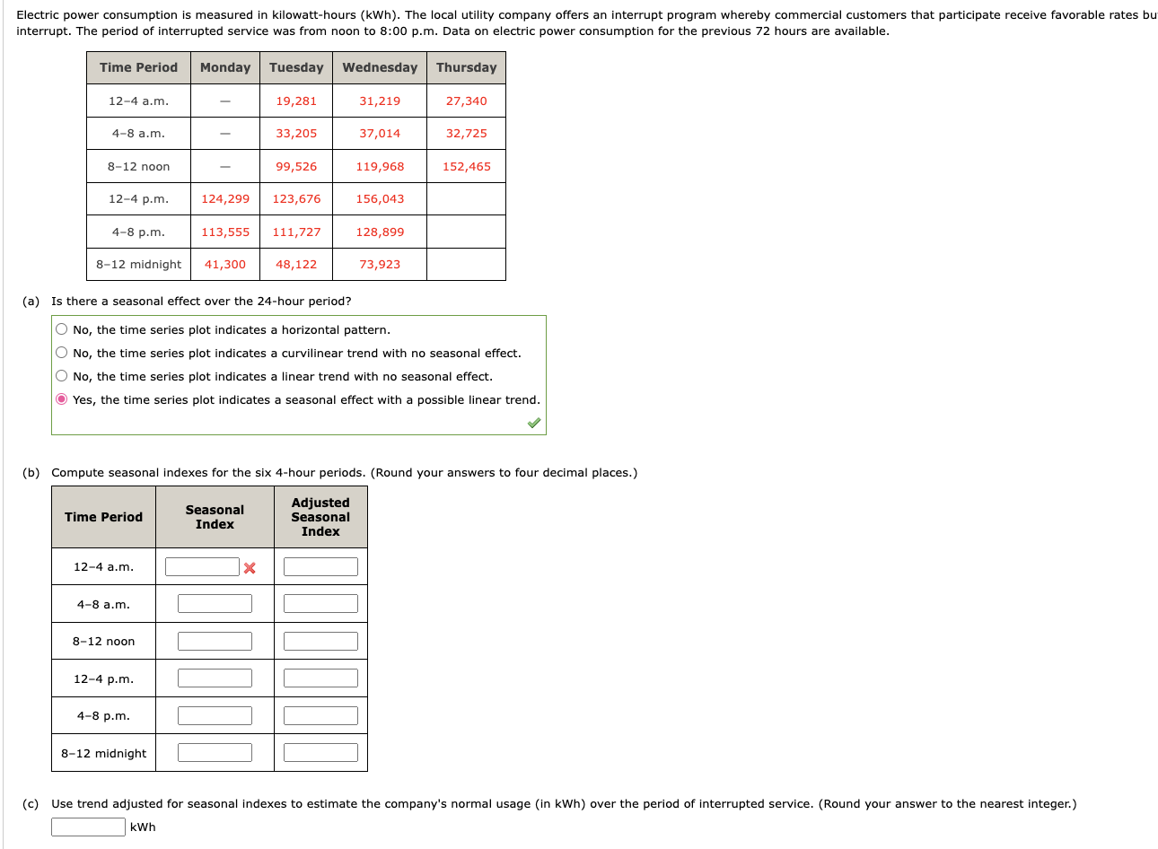 Solved (a) Is there a seasonal effect over the 24 -hour | Chegg.com