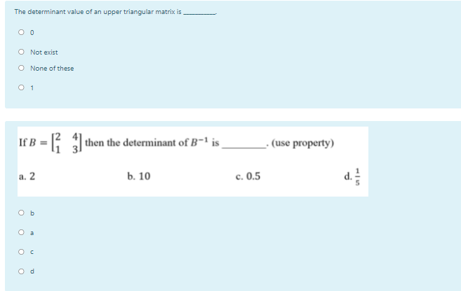 Solved The determinant value of an upper triangular matrix | Chegg.com