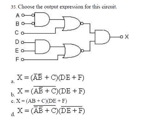 35. Choose the output expression for this circuit. | Chegg.com