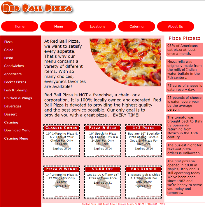 Solved Red Ball Pizza needs an on-line version of its | Chegg.com