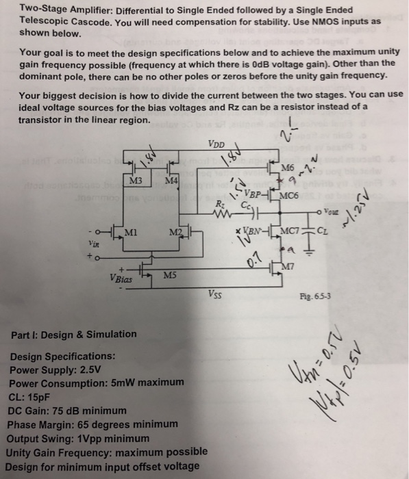 Solved Two-Stage Amplifier: Differential to Single Ended | Chegg.com
