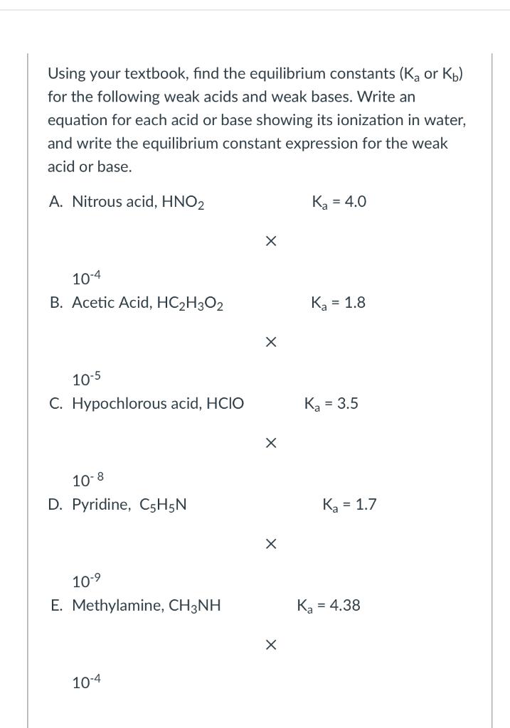 Solved Using your textbook, find the equilibrium constants | Chegg.com