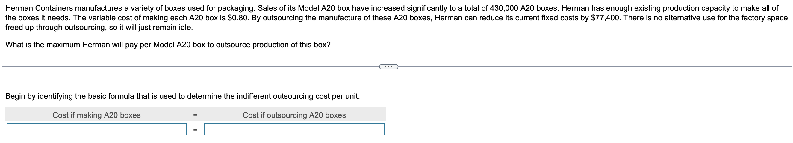 Solved Herman Containers manufactures a variety of boxes | Chegg.com