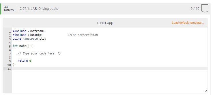 Solved Driving is expensive. Write a program with a car's | Chegg.com