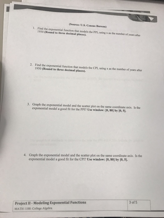 Solved Project I1 -Modeling Exponential Functions Background | Chegg.com