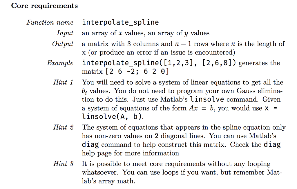 Write a function that interpolates a set of data | Chegg.com