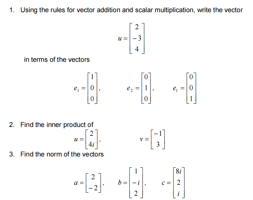 Solved 1. Using the rules for vector addition and scalar | Chegg.com