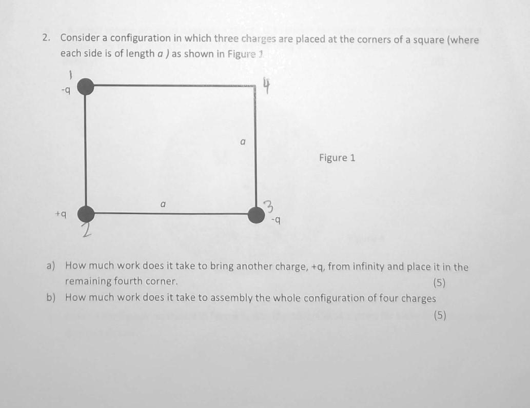 Solved 2. Consider a configuration in which three charges | Chegg.com