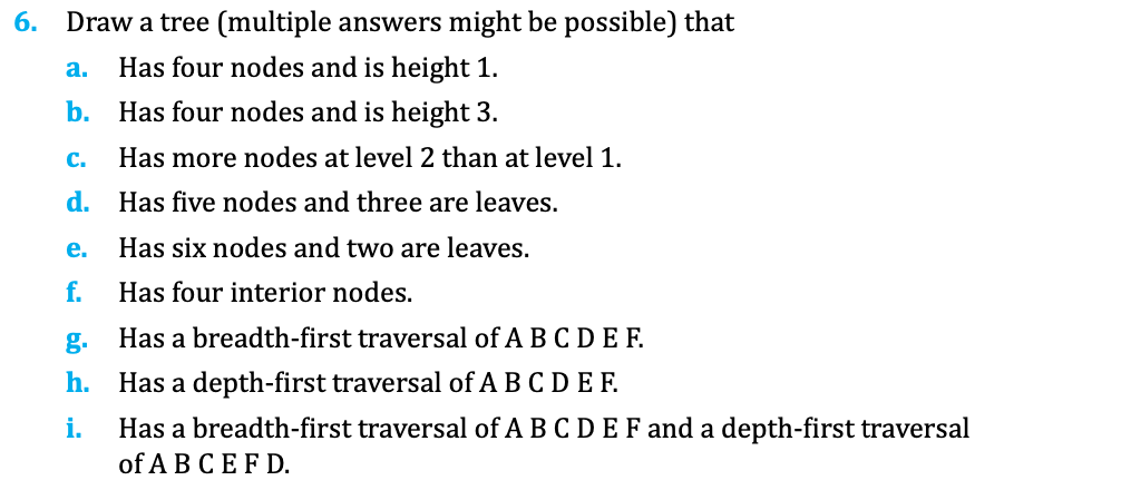 Solved 6 Draw A Tree Multiple Answers Might Be Possible 