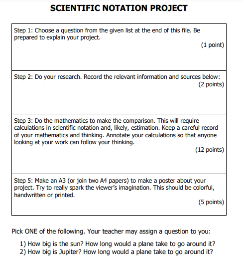 Solved SCIENTIFIC NOTATION PROJECTStep 1: Choose a question | Chegg.com