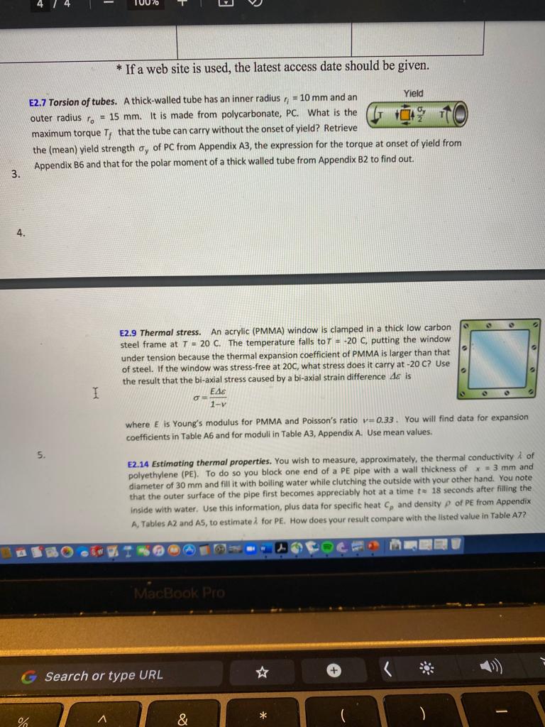 Solved E2.9 Thermal stress. An acrylic (PMMA) window is | Chegg.com