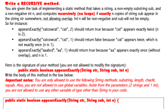 Solved Write A Recursive Method You Are Given The Task Of 