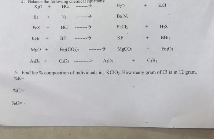 Solved 4- Balance the following chemical equations H20 Ba3N2 | Chegg.com