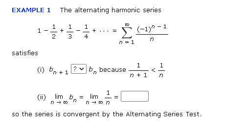 Solved EXAMPLE 1 The alternating harmonic series ND 1 1 1 + | Chegg.com