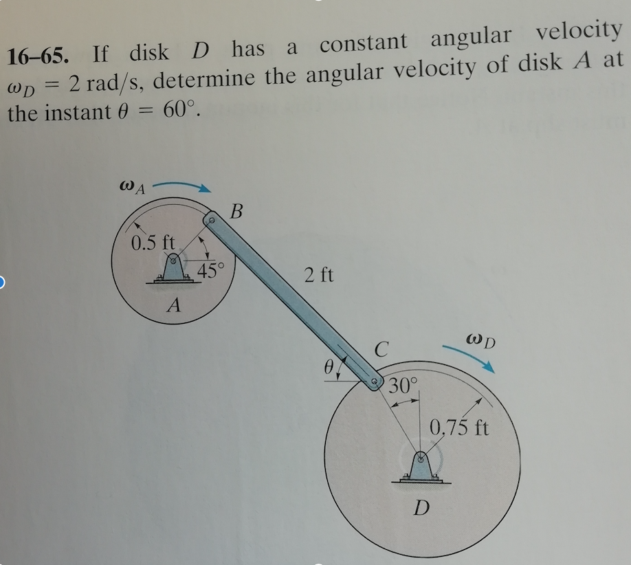 Solved 16-65. If disk D has a constant angular velocity wD = | Chegg.com