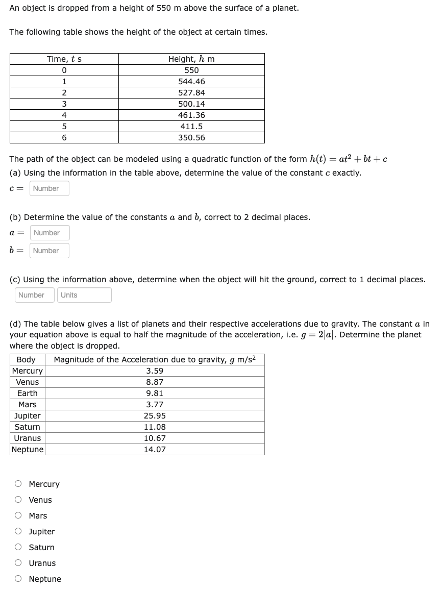Solved An object is dropped from a height of 550 m above the | Chegg.com