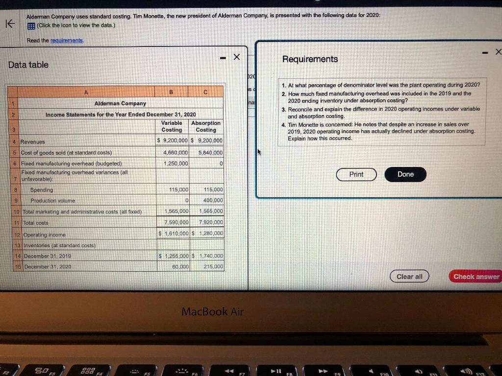 Solved Alderman Company uses standard costing. Tim Monette, | Chegg.com