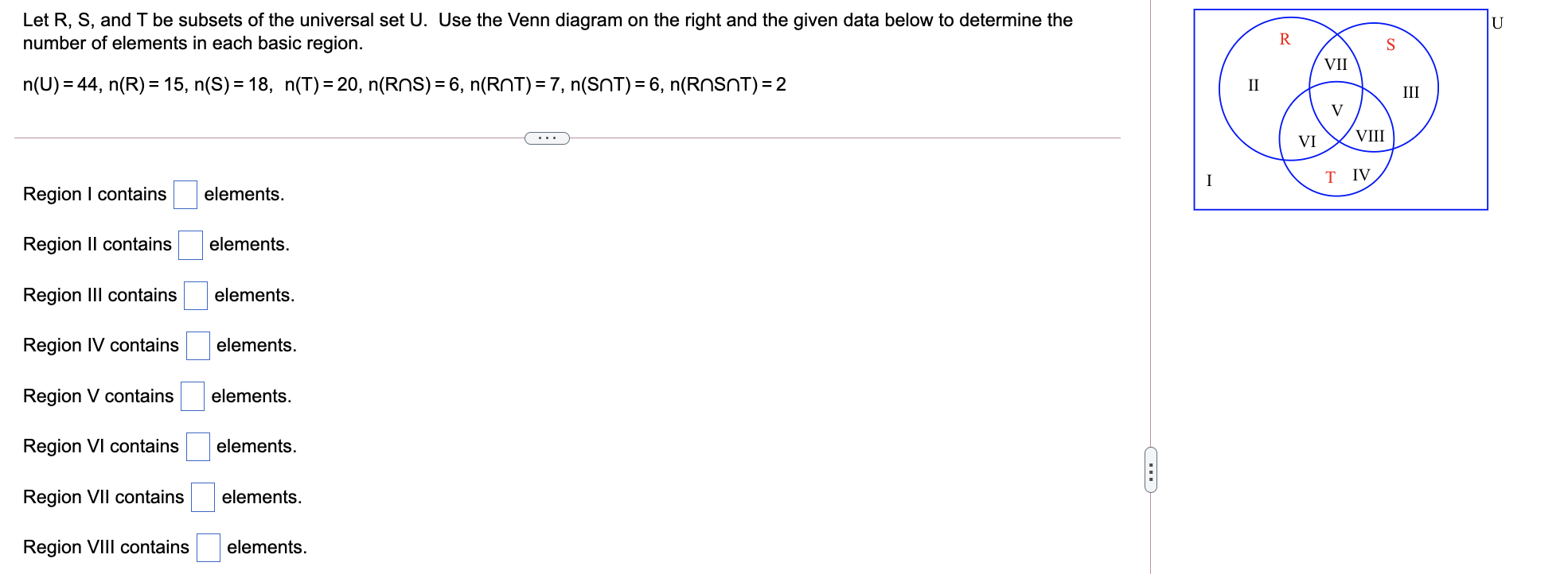 Solved U Let R, S, and T be subsets of the universal set U. | Chegg.com