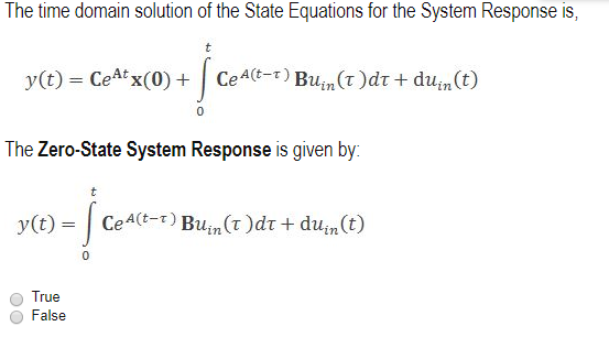 Solved The time domain solution of the State Equations for | Chegg.com