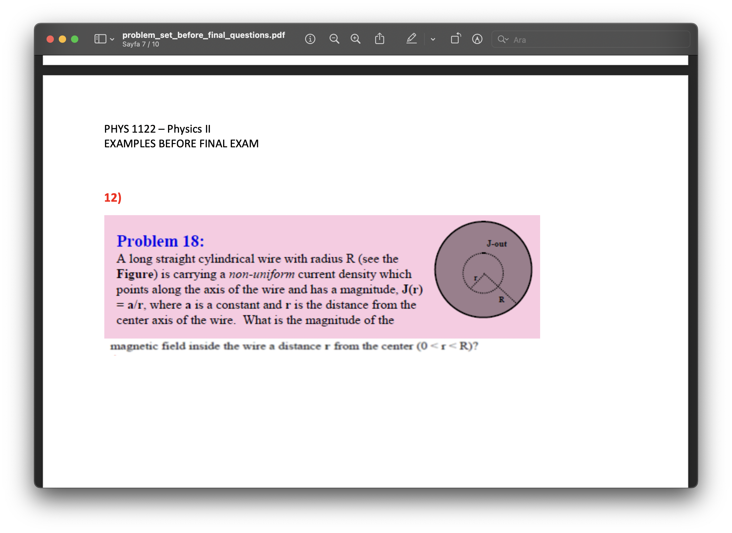 Solved PHYS 1122 - Physics II EXAMPLES BEFORE FINAL EXAM 12) | Chegg.com
