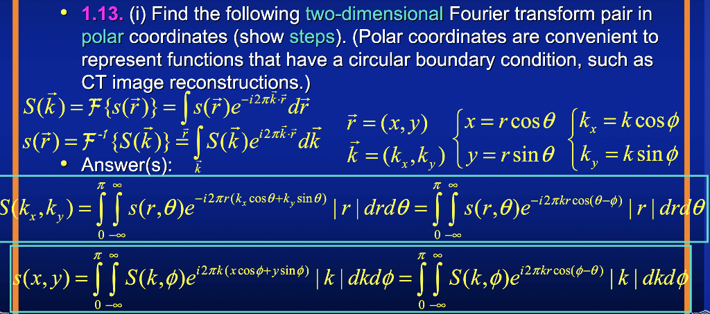 Solved - 1.13. (i) Find the following two-dimensional | Chegg.com