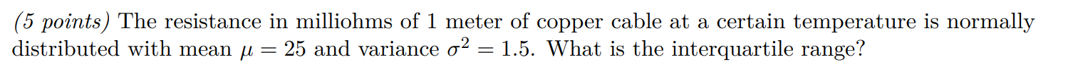 Solved (5 points) The resistance in milliohms of 1 meter of | Chegg.com
