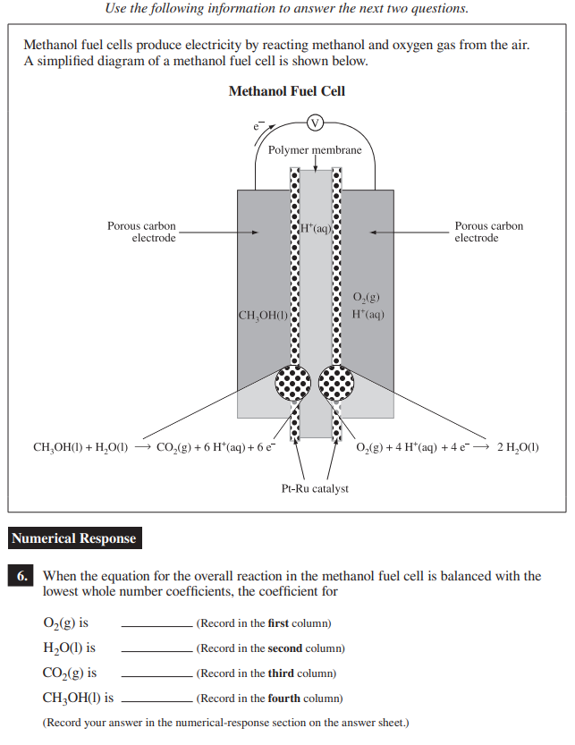 Solved Methanol fuel cells produce electricity by reacting | Chegg.com