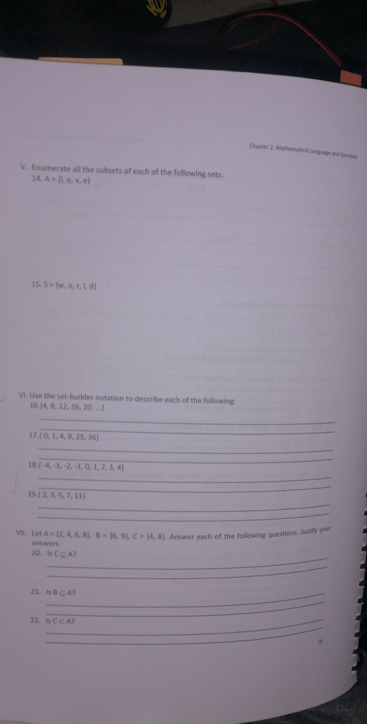 Solved Chapter 2. Mathematical Language and Symbol V. | Chegg.com