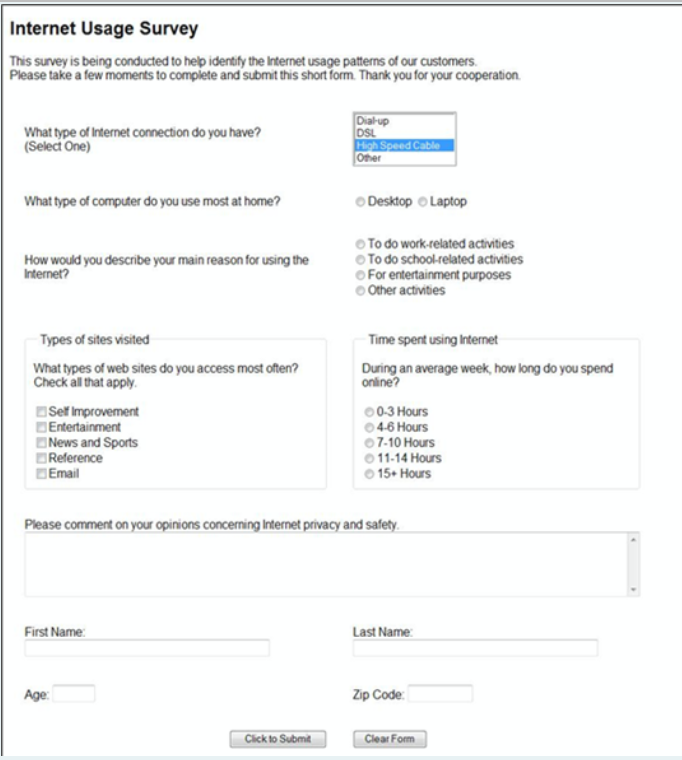 Solved Internet Usage Survey This survey is being conducted | Chegg.com