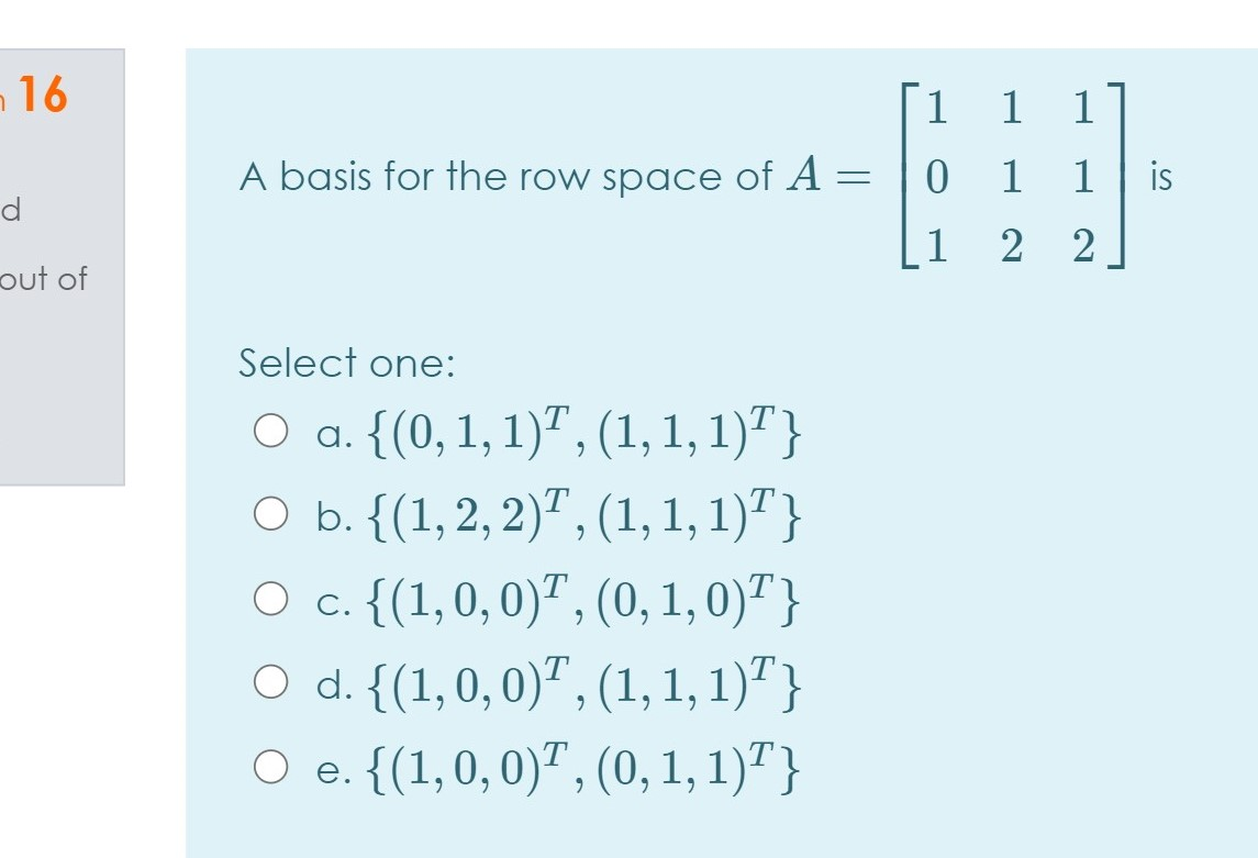 Solved 15 If A is an n x n singular matrix, then rank(A)