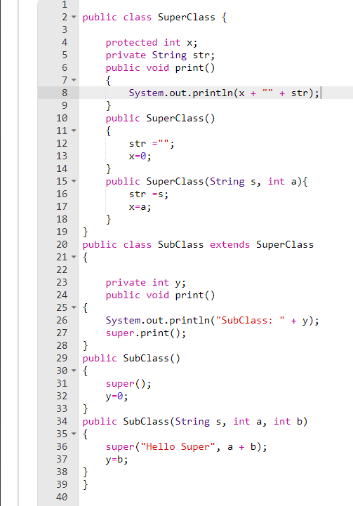 Solved SuperClass superObject = new SuperClass("This | Chegg.com