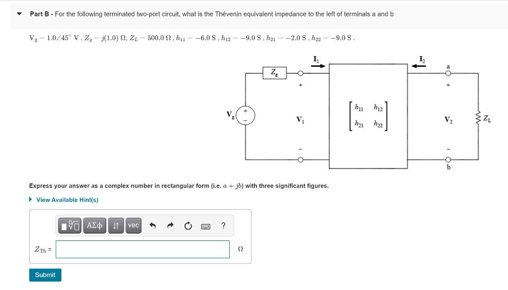 Solved Analysis of the Terminated Two-Port Circuit 1 of 7 > | Chegg.com