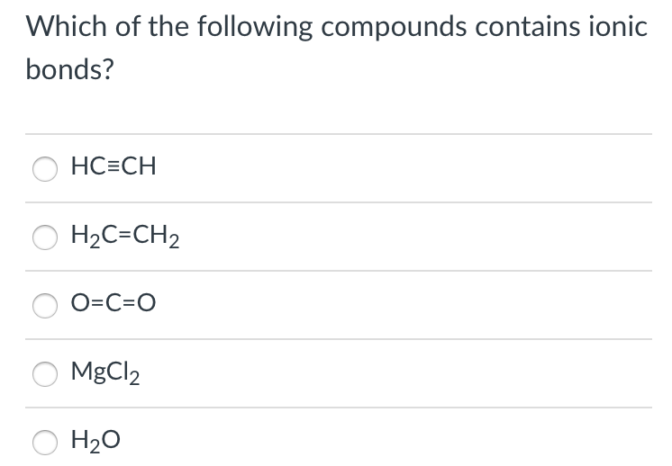 Solved Which of the following compounds contains ionic | Chegg.com