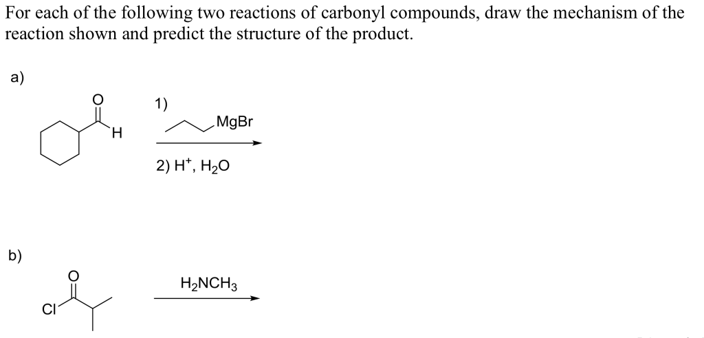 Solved For each of the following two reactions of carbonyl | Chegg.com